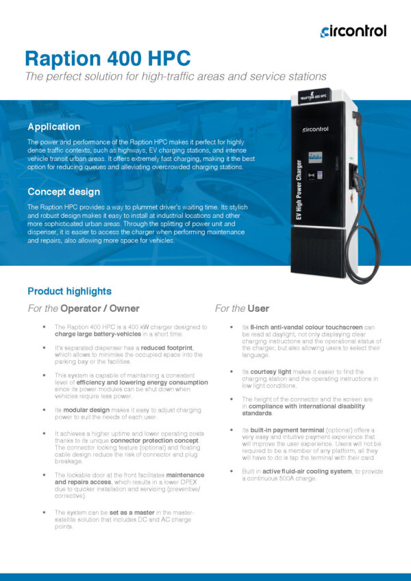 Raption 400 HPC – AOS – EV Charger